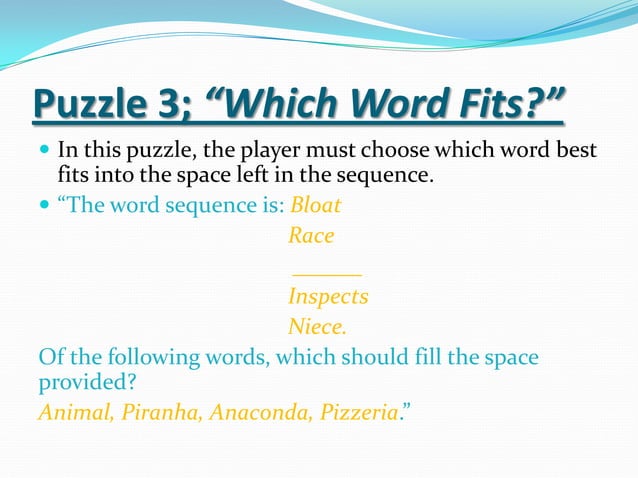 Puzzles and brainteasers assignment | PPT