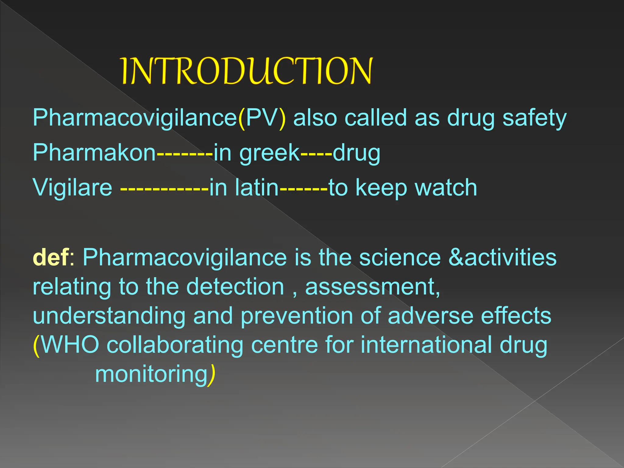 pv.pptx pharmacovigilance, its need, aspects, brief overview,outline | PPTX