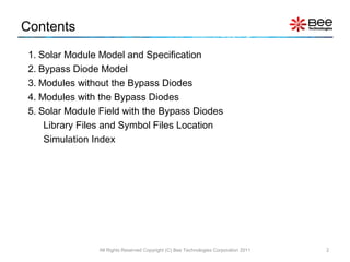 Photovoltaic By-Pass Diodes (LTspice IV) | PPT