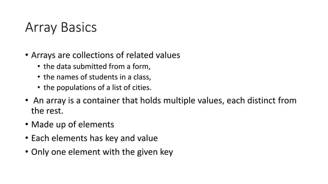 Working with arrays in php | PPTX