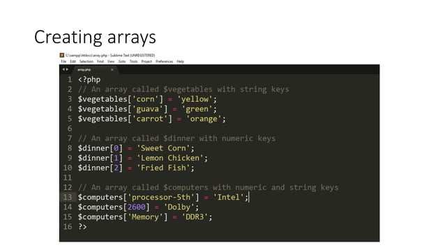 Working with arrays in php | PPTX