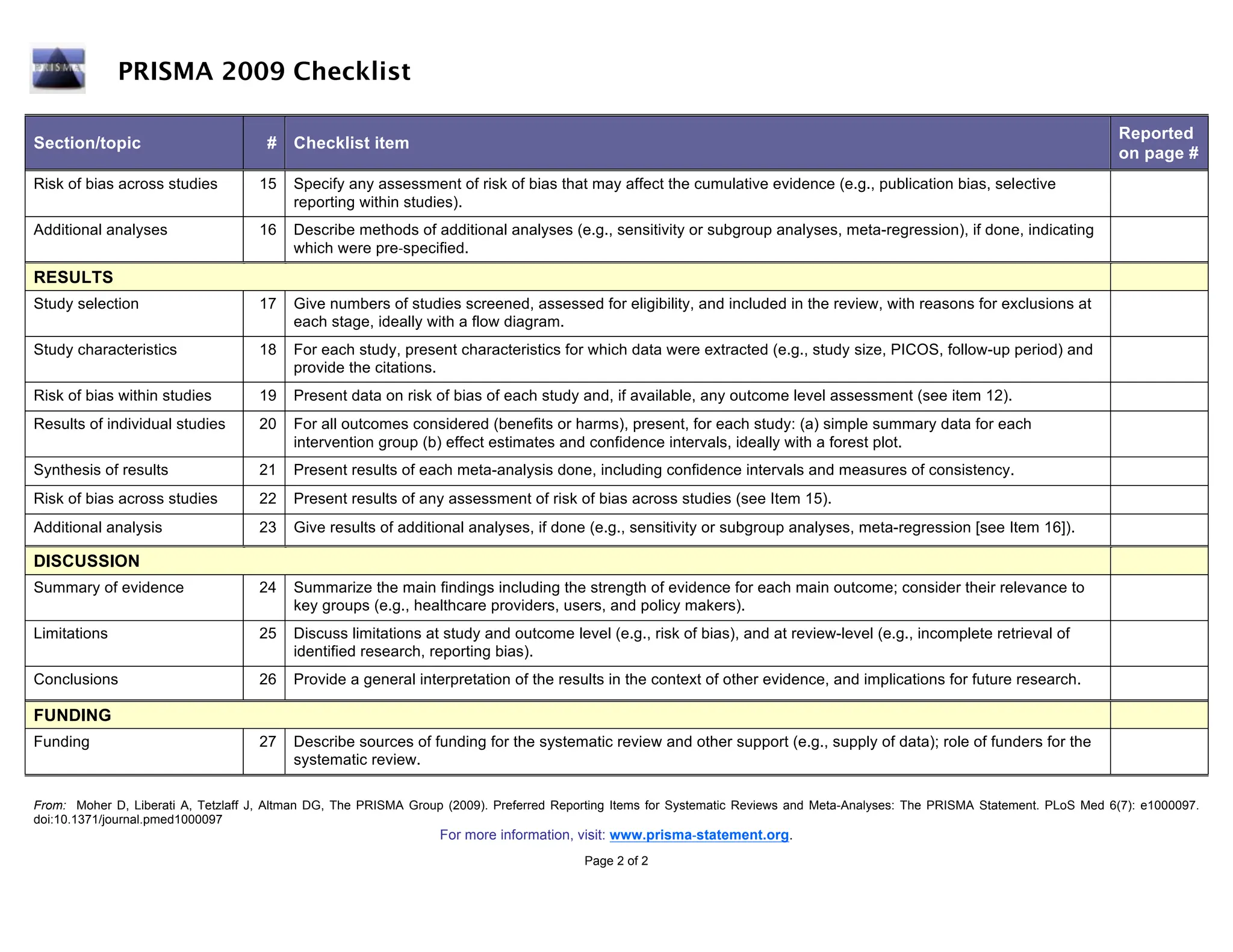 PRISMA 2009 Checklist | PDF