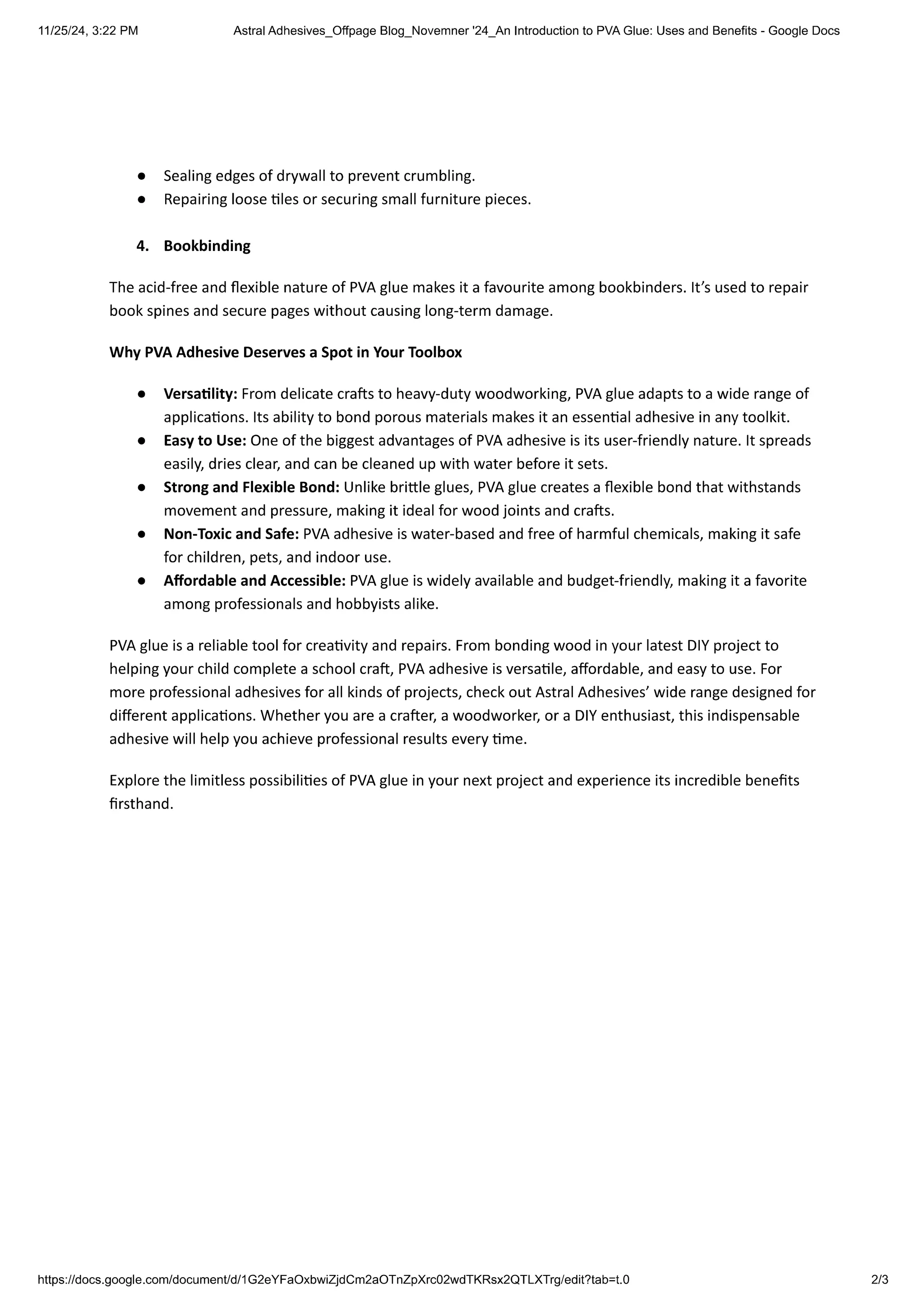 An Introduction to PVA Glue: Uses and Benefits | PDF