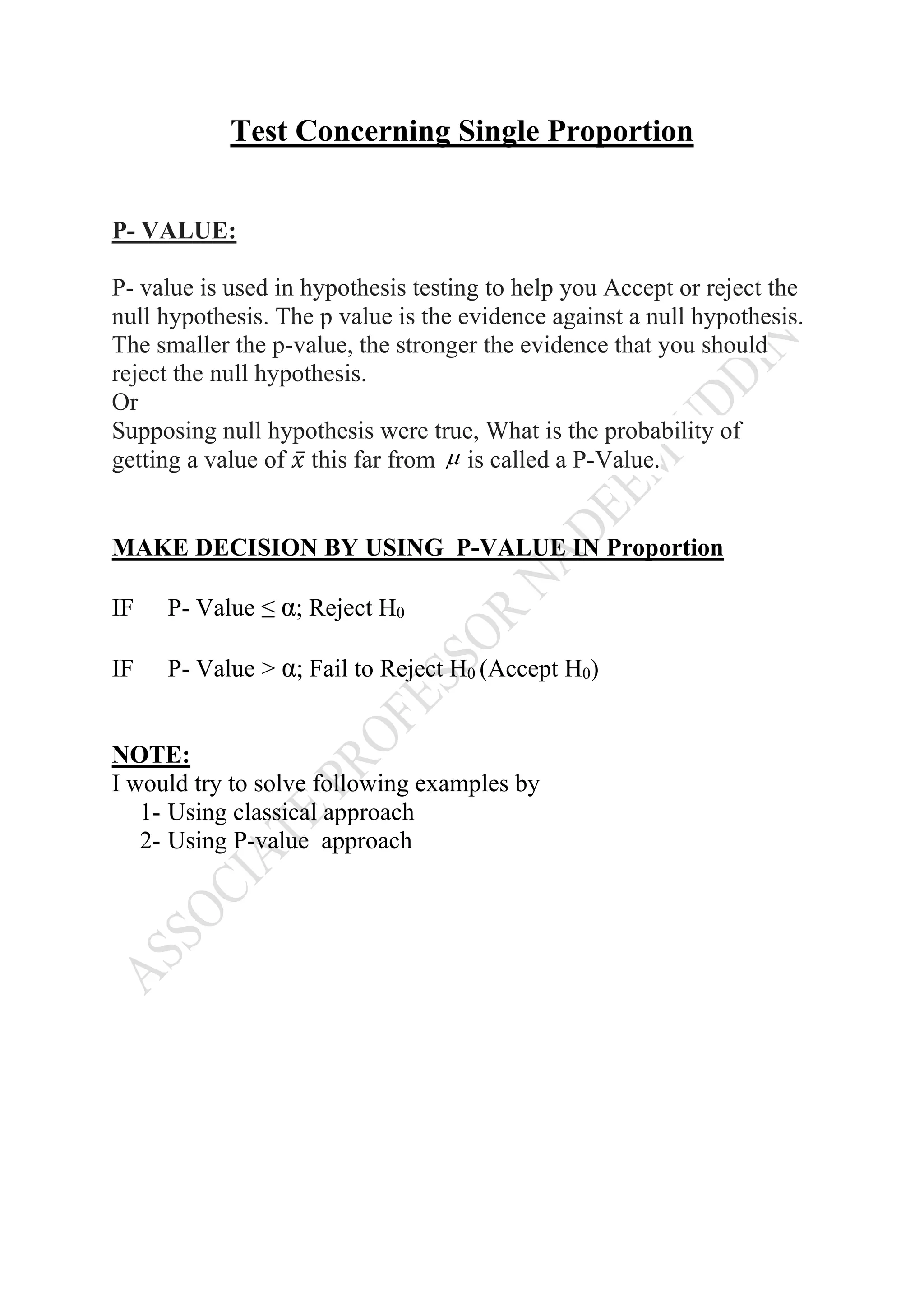 P value in proportion | PDF