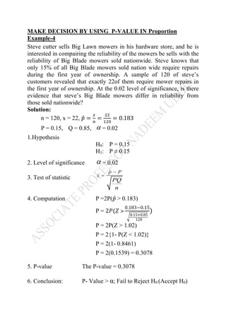 P value in proportion | PDF