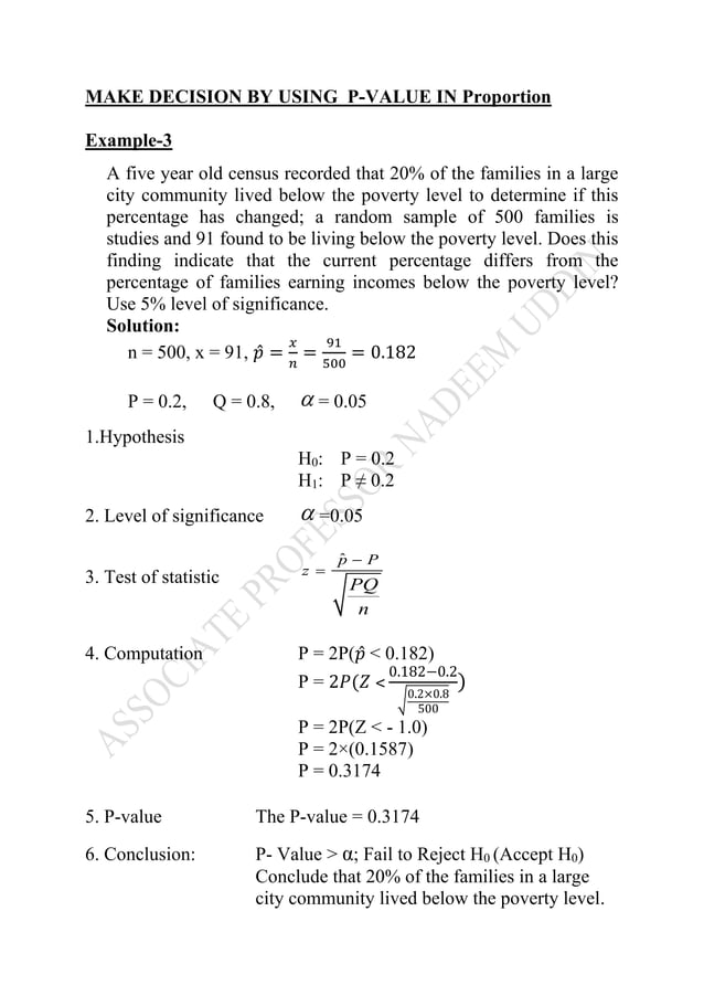 P value in proportion | PDF