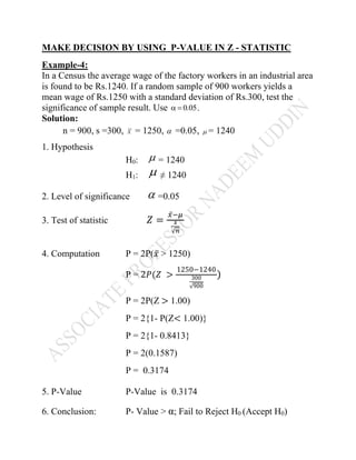P value in z statistic | PDF