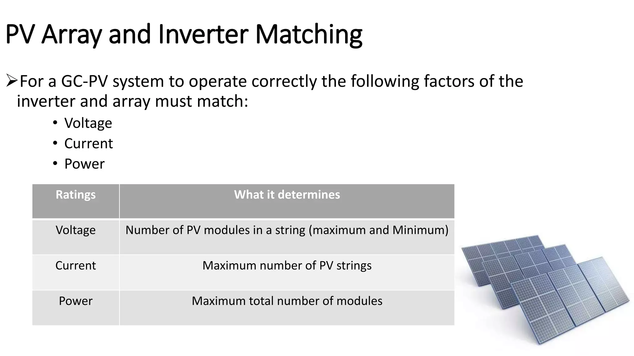 Pv array and inverter matching | PPTX