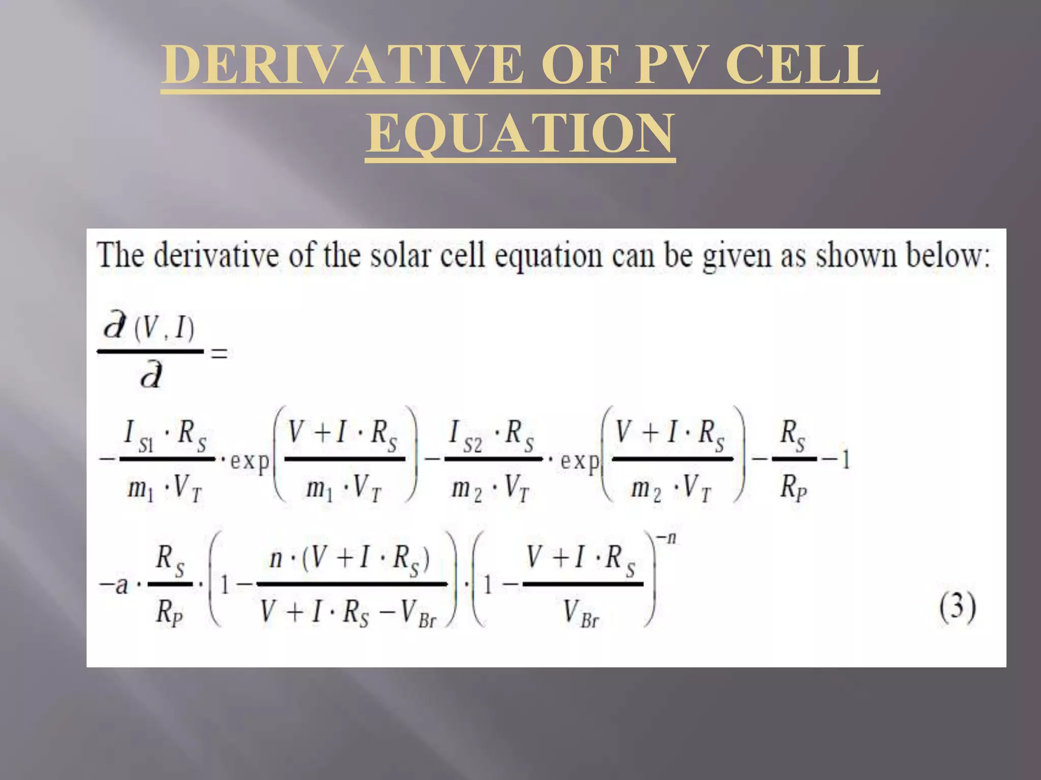 Simulation Of Photo Voltaic Cell Using Newton Raphson Method Ppt Free Download