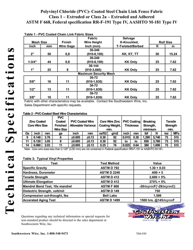 Extruded and Bonded Chain Link F668 Class 1 and 2a | PDF