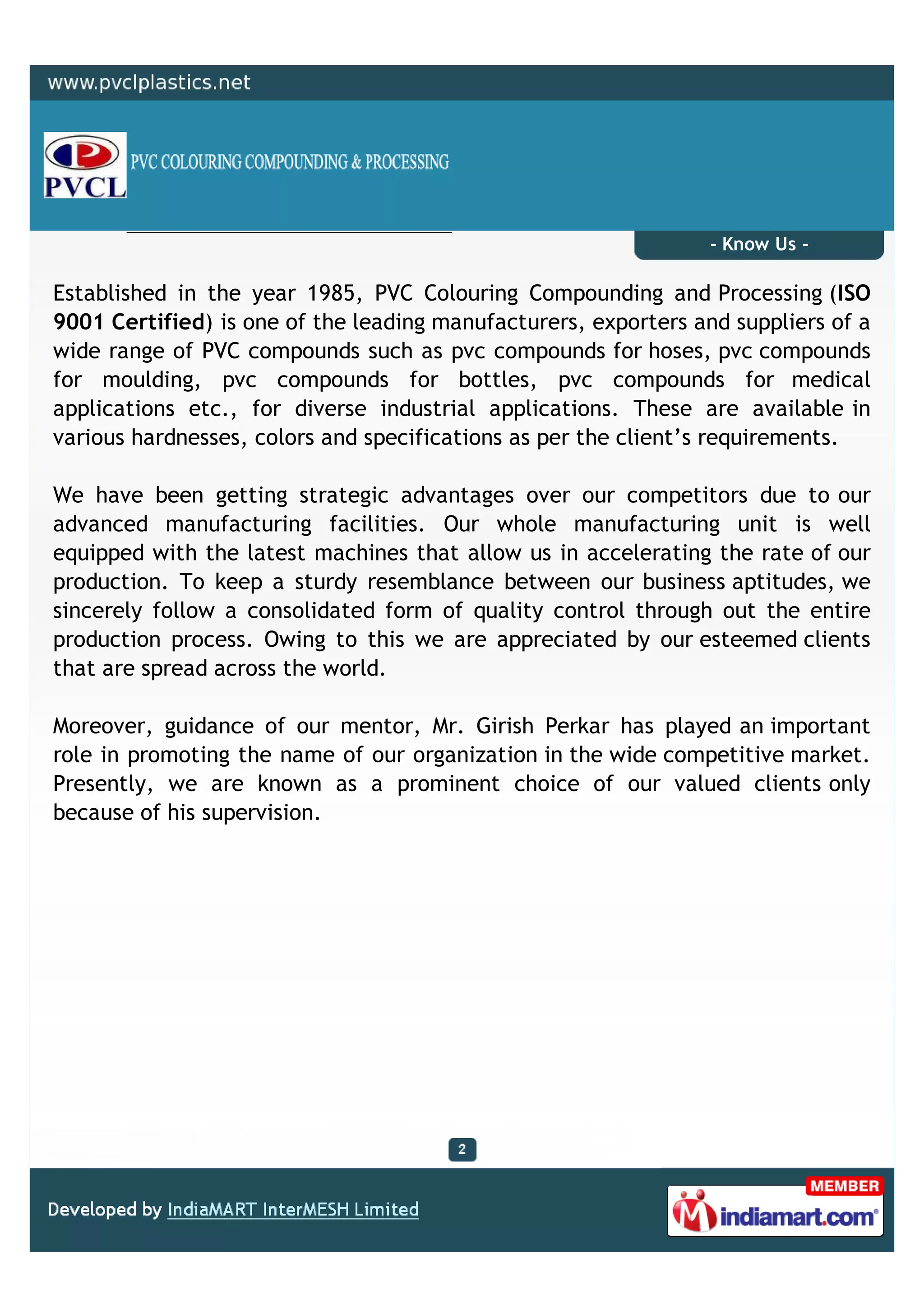 PVC Colouring Compounding & Processing, Ahmedabad, PVC Compound | PDF