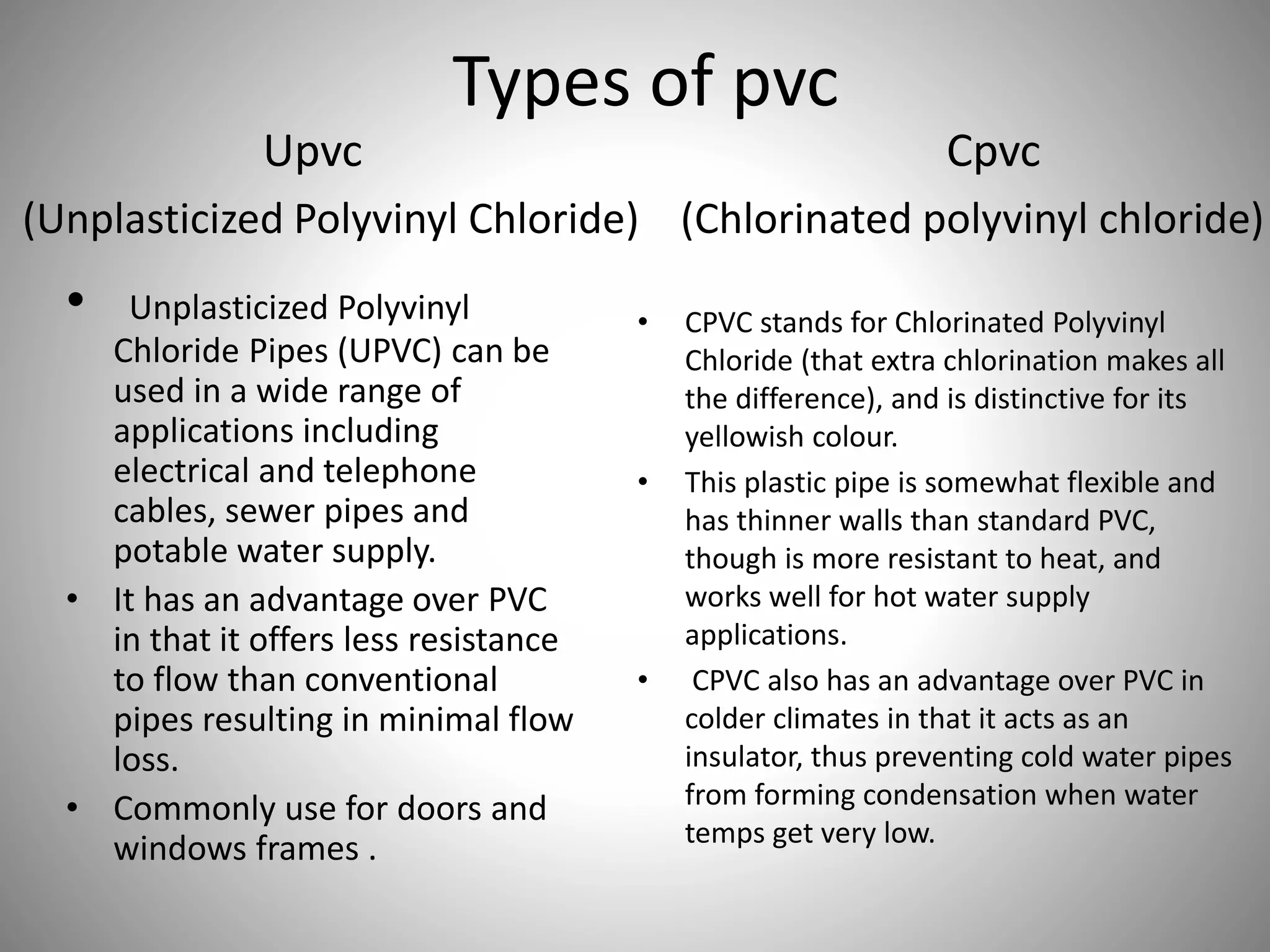 Pvc material for construction | PPTX