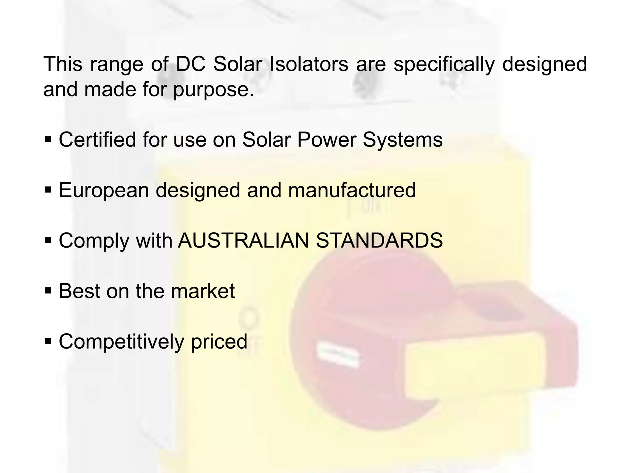Pv connections dc-isolators | PPTX
