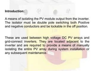 Pv connections dc-isolators | PPTX