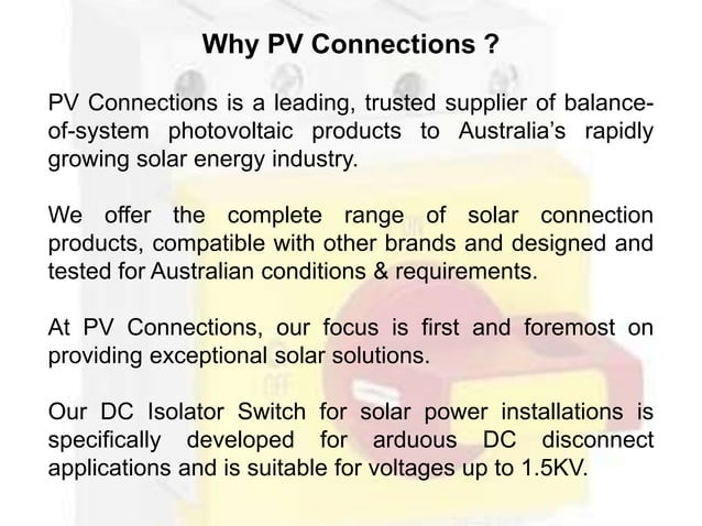 Pv connections dc-isolators | PPTX
