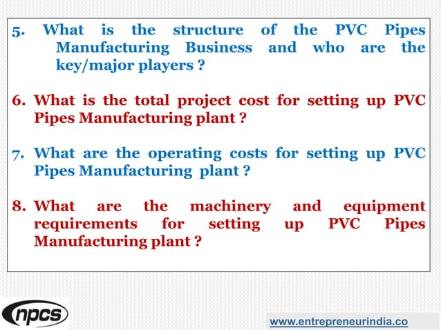 PVC Pipes Manufacturing Project. Production of Polyvinyl Chloride (PVC ...