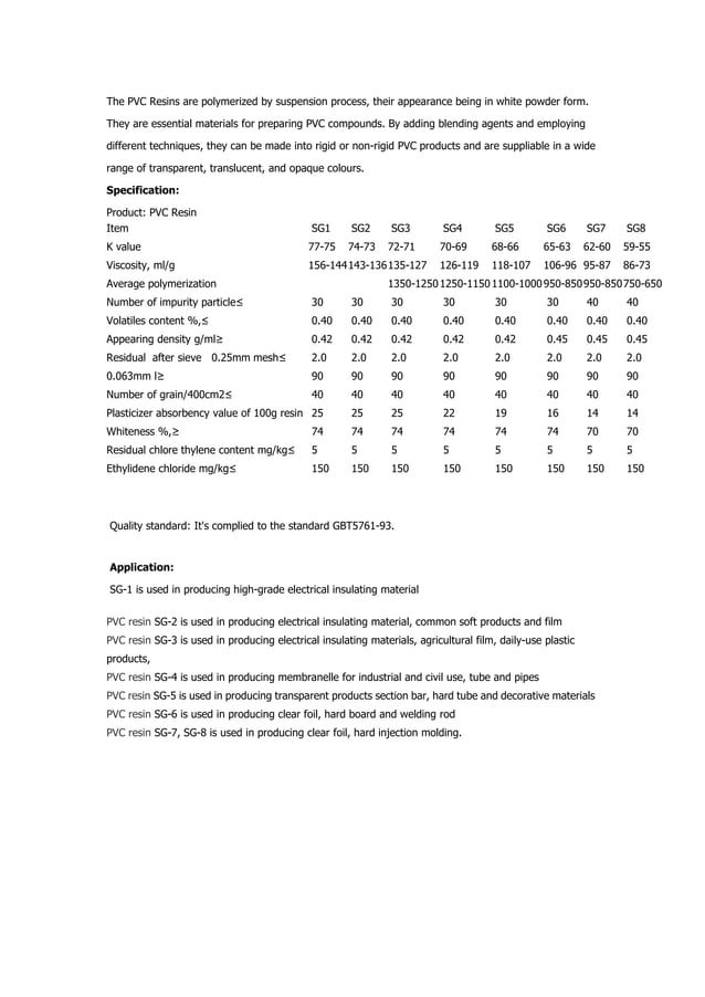 Pvc resin sg5 | PDF | Chemistry | Science