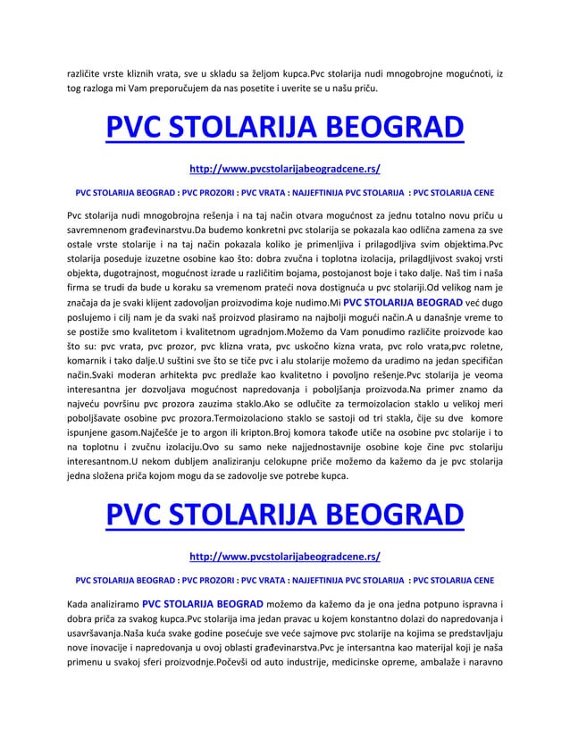 PVC STOLARIJA BEOGRAD | PDF