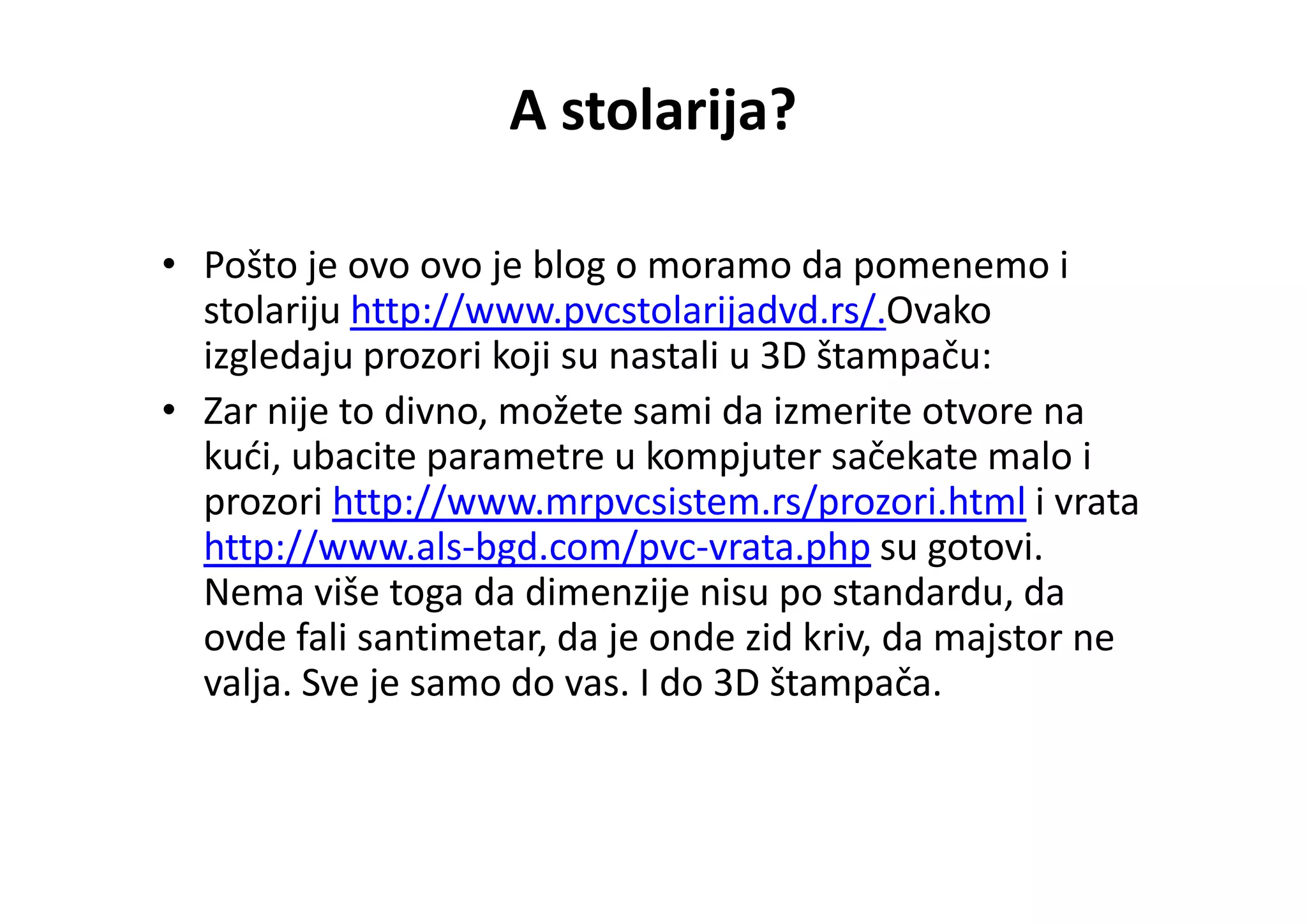 Pvc stolarija iz 3d stampaca | PPT