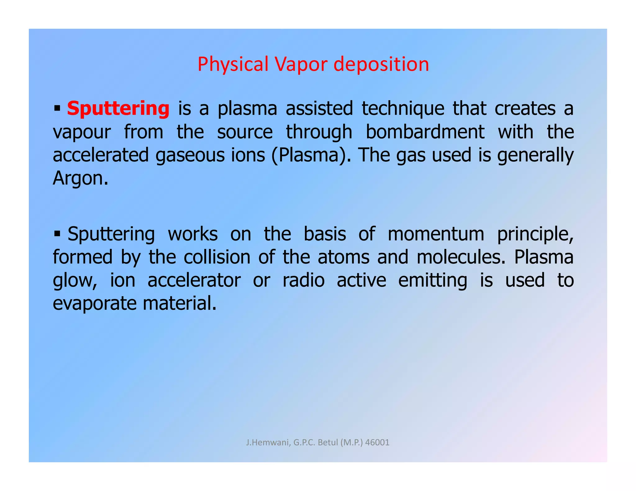 Physical Vapour Deposition (PVD) | PDF