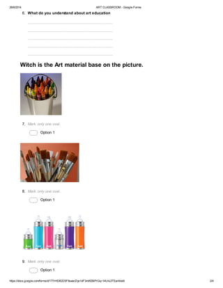 Art classroom google forms | PDF