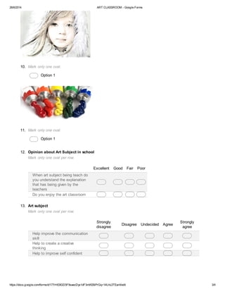 Art classroom google forms | PDF