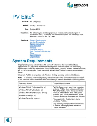 PV Elite 2019 Service Pack 2 (Version 21.00.02.0000). | PDF