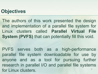PVFS: A Parallel File System for Linux Clusters | PPT | Operating Systems | Computer Software ...