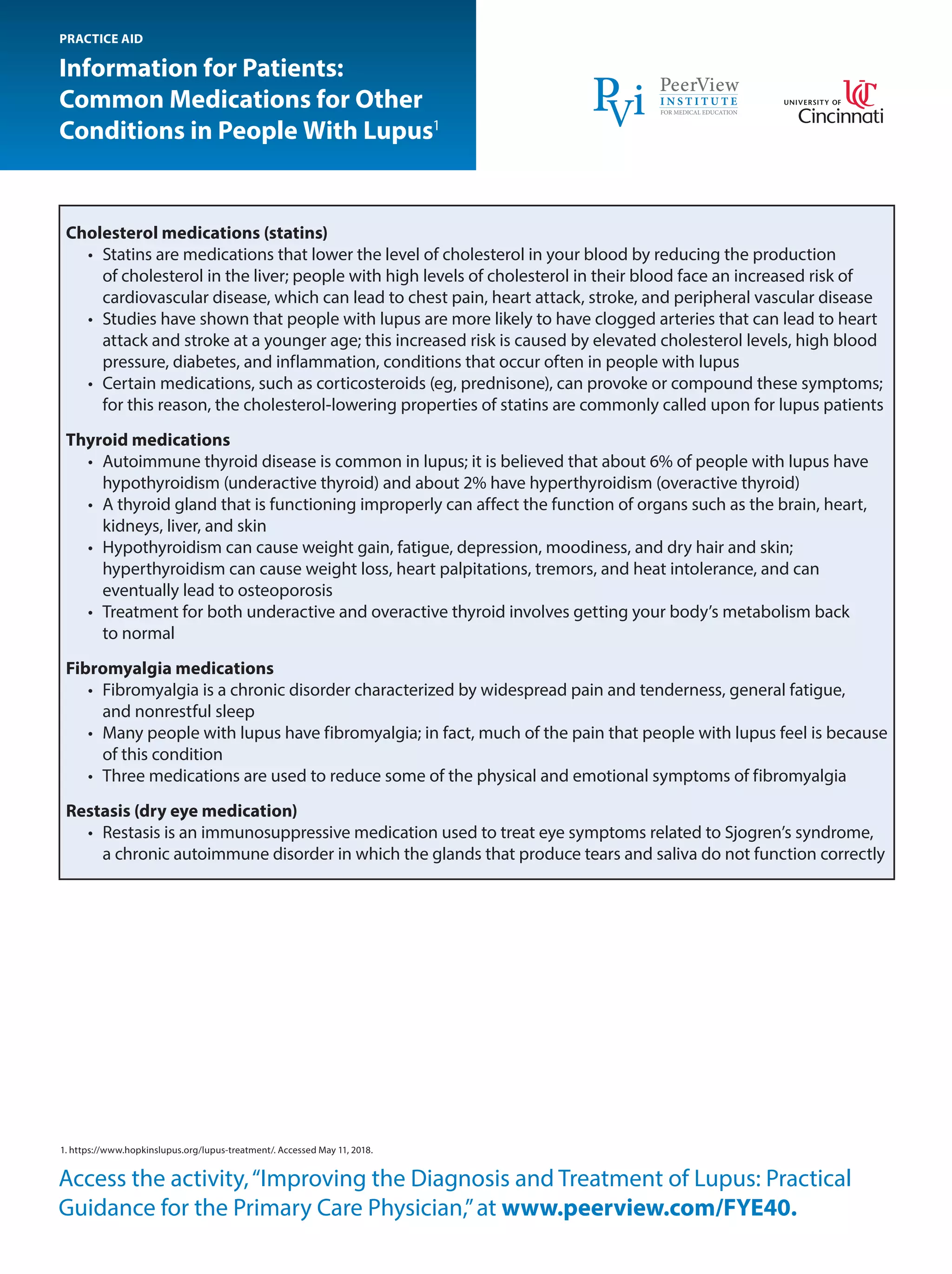 Improving the Diagnosis and Treatment of Lupus: Practical Guidance for ...