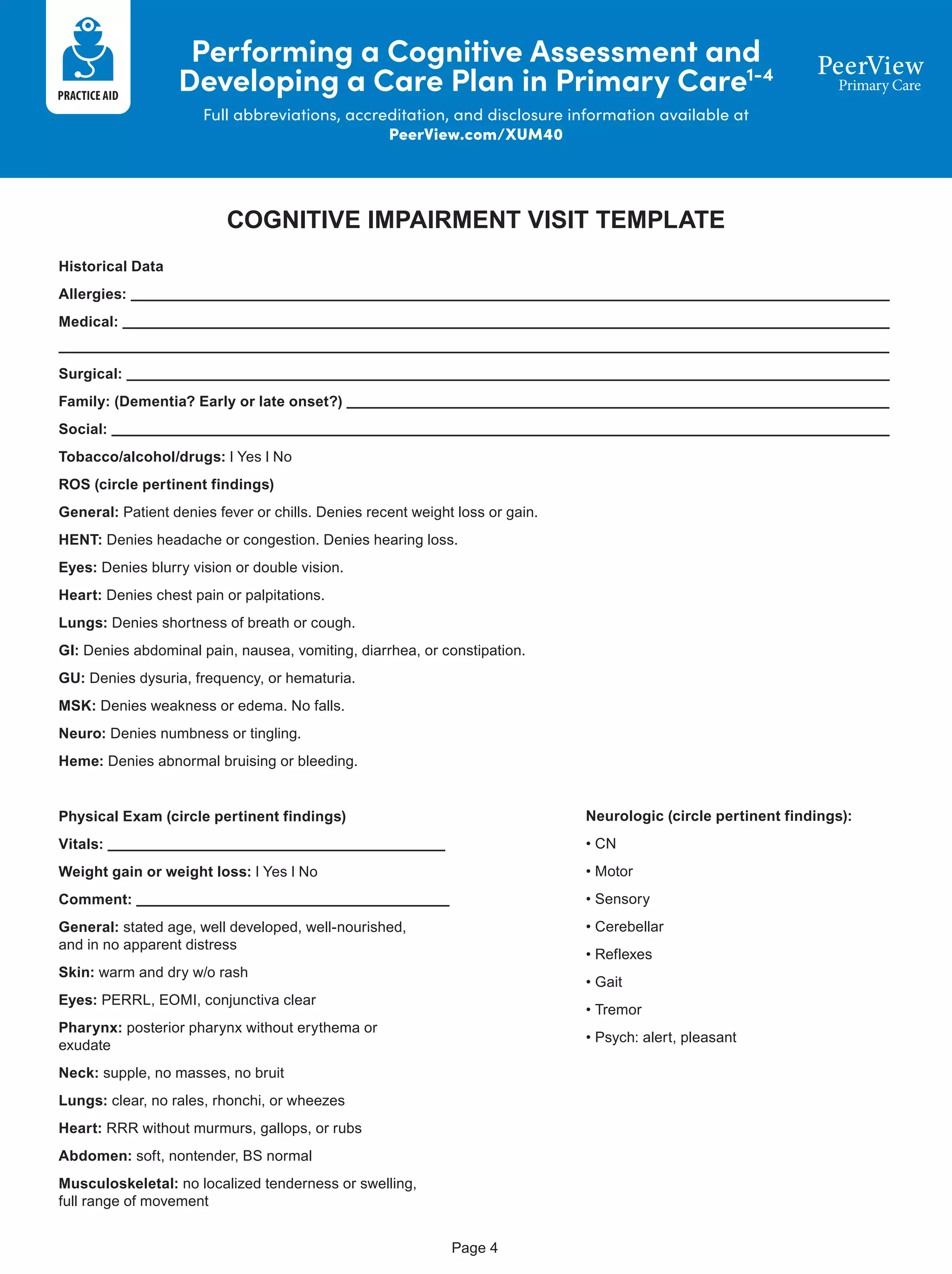 Facilitating Cognitive Assessment in Primary Care for the Timely ...