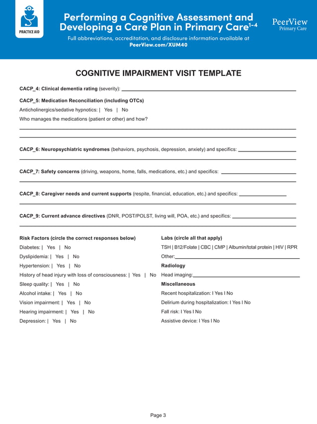 Facilitating Cognitive Assessment in Primary Care for the Timely ...