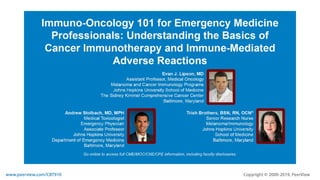 Urgent Care of Patients Receiving Cancer Immunotherapy: Recognition and ...