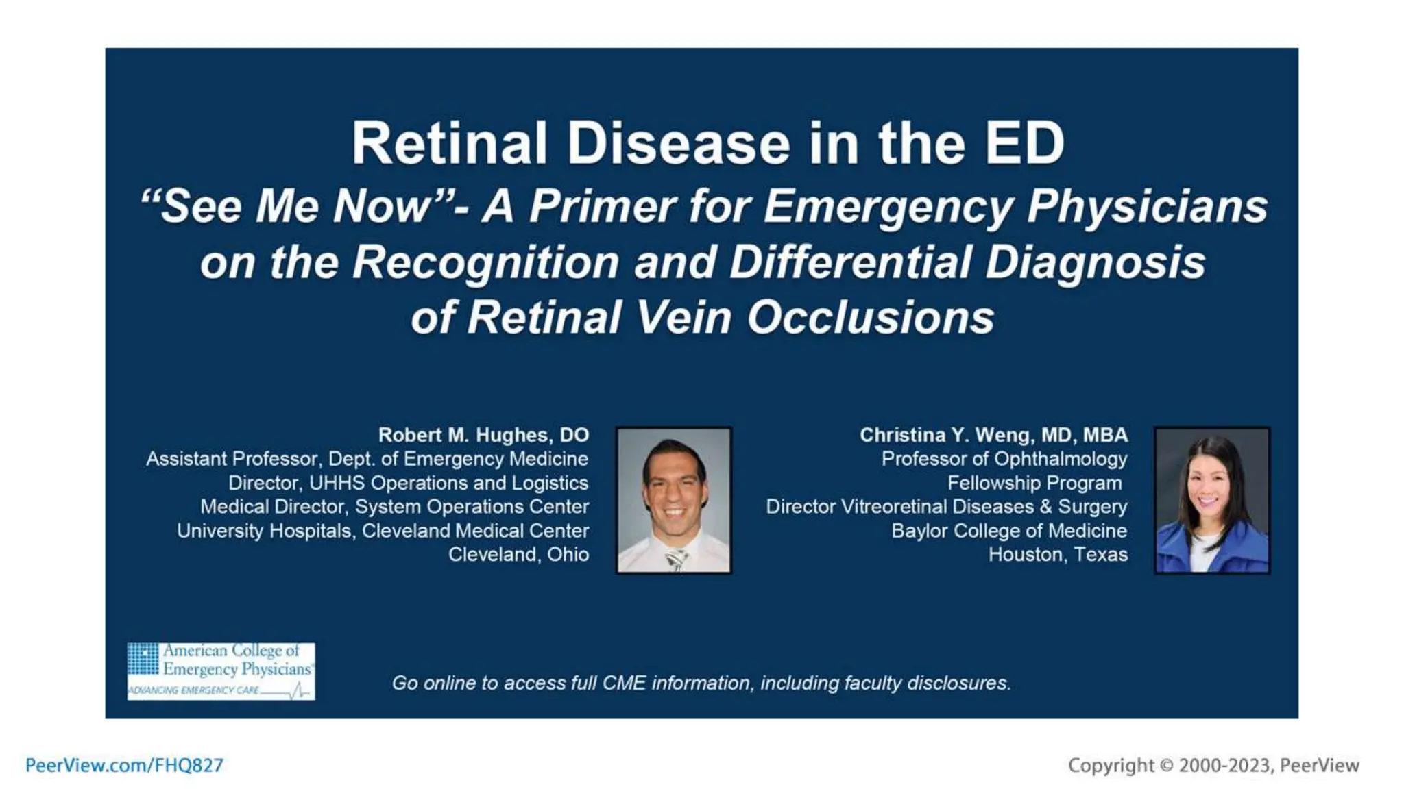 Retinal Disease in the ED: “See Me Now”- A Primer for Emergency ...