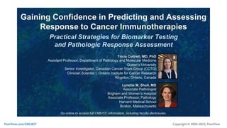 Gaining Confidence in Predicting and Assessing Response to Cancer ...