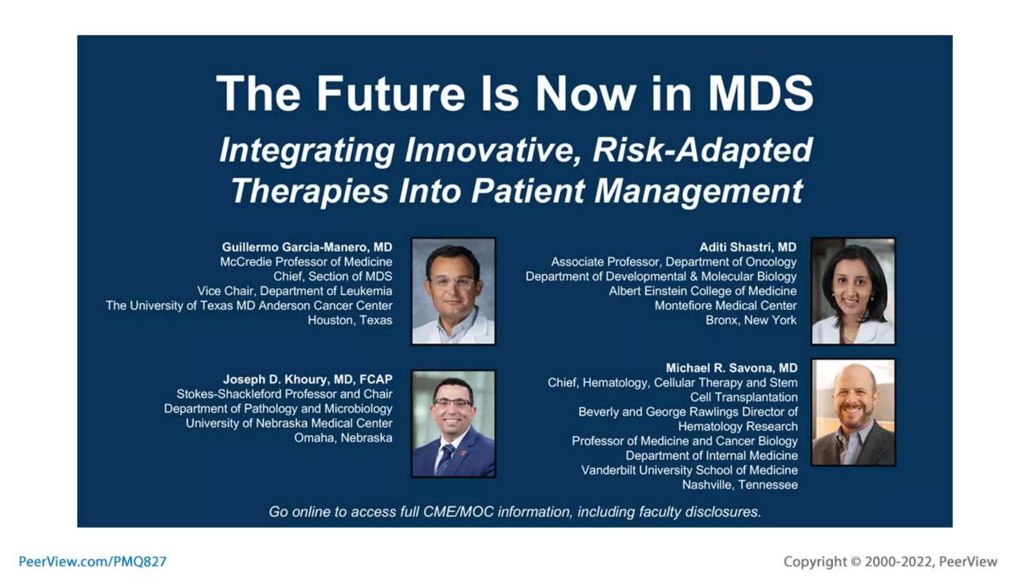 The Future is Now in MDS: Integrating Innovative, Risk-Adapted ...