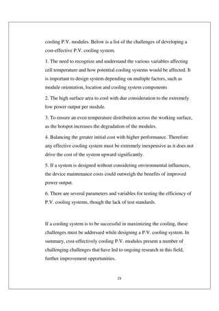 Advance Cooling techniques of PV module. (Seminar report) | PDF