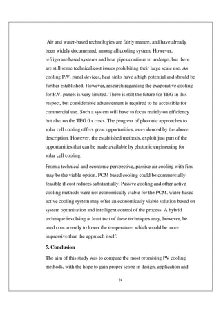 Advance Cooling techniques of PV module. (Seminar report) | PDF