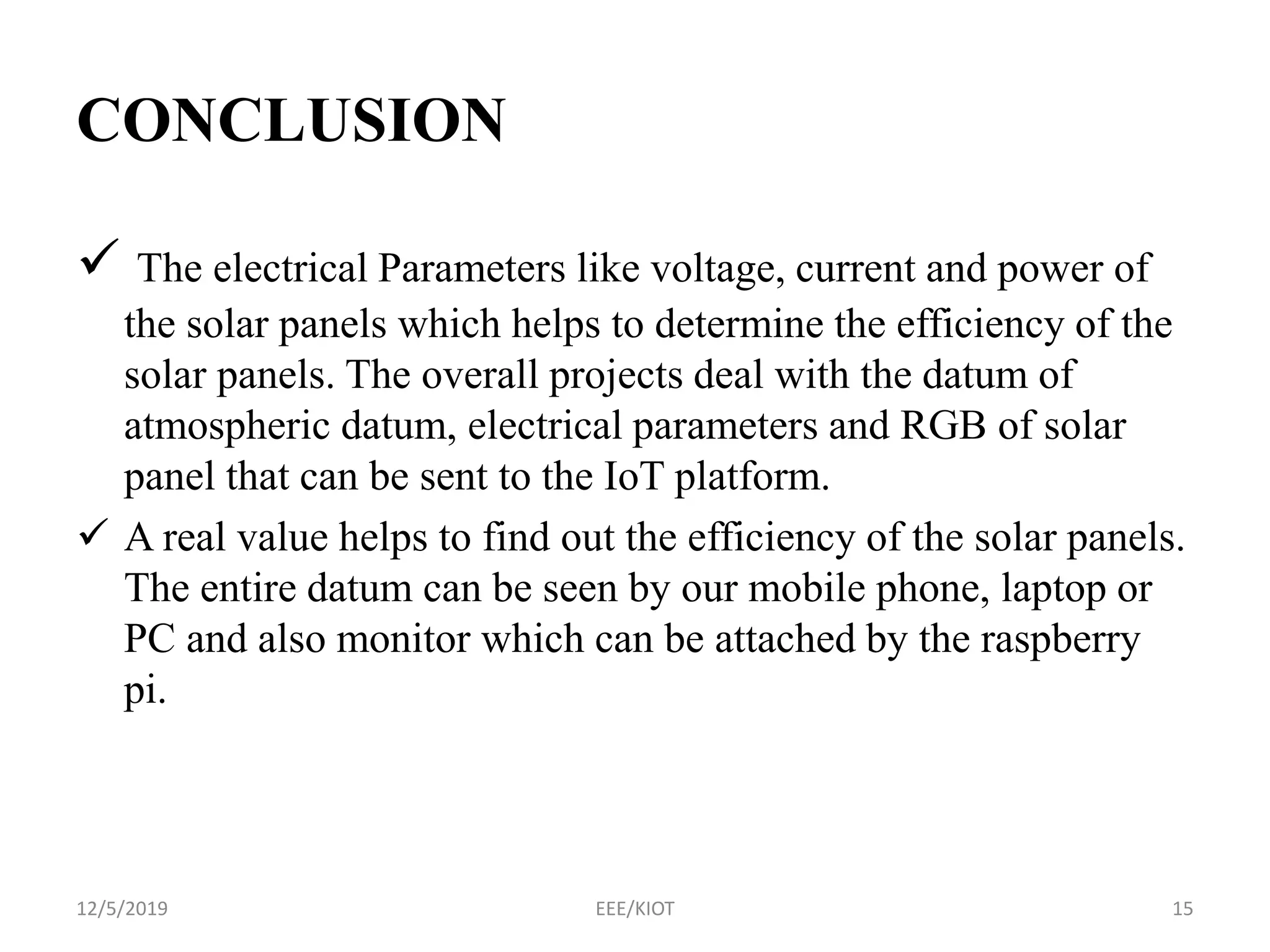 RASPBERRY PI PROCESSOR for solar PV Panel monitoring | PDF