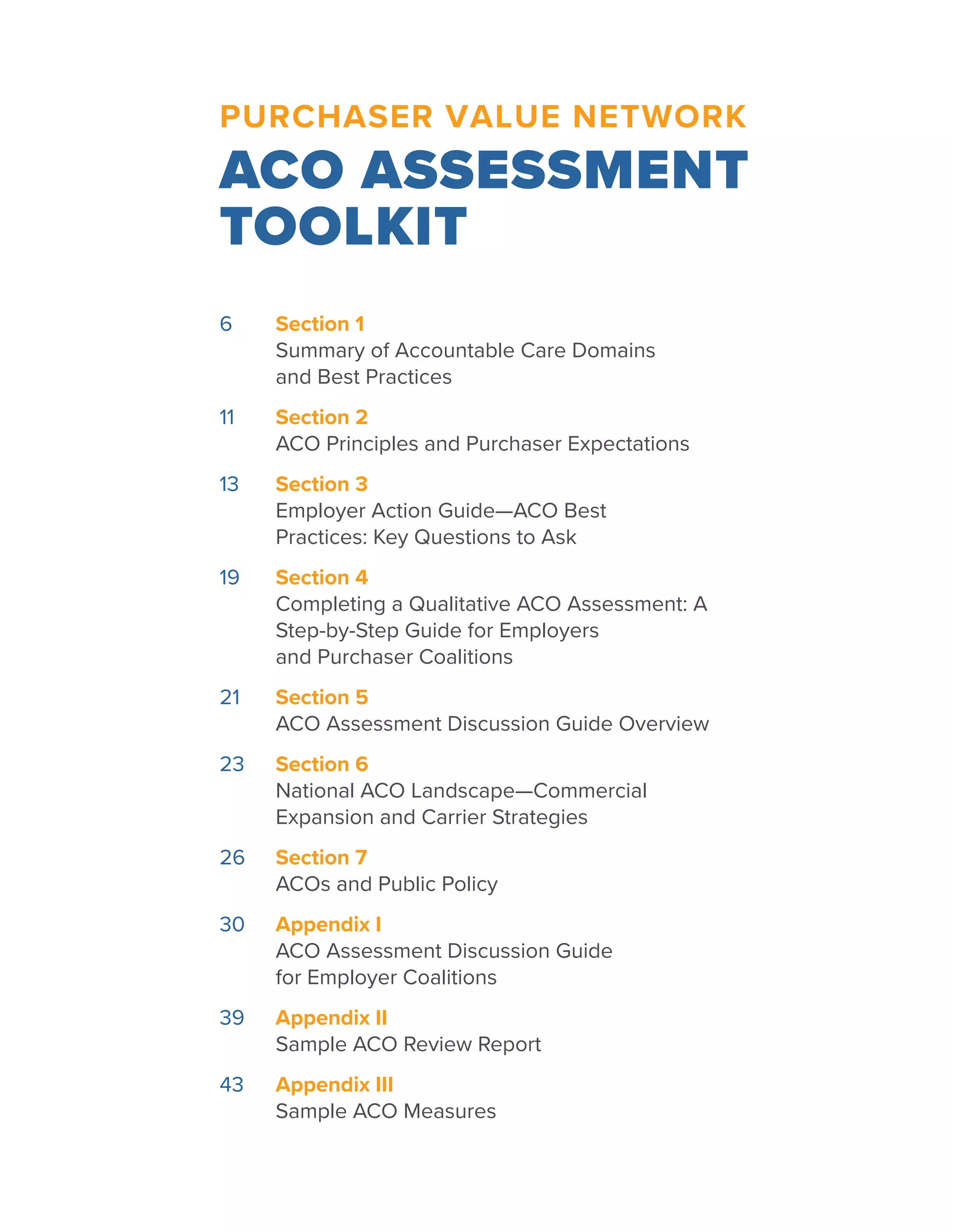 Accountable Care Organization Assessment Toolkit | PDF