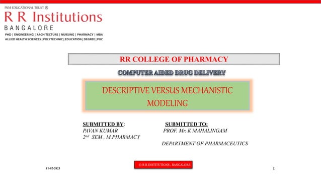 DESCRIPTIVE VERSUS MECHANISTIC MODELING ppt..pptx