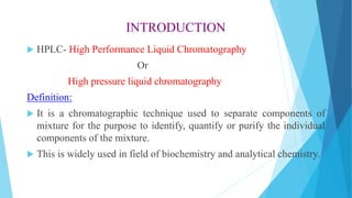 instrumentation of HPLC | PPTX | Chemistry | Science