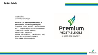 Premium Vegetable Oils - Animal Feed Division | PDF