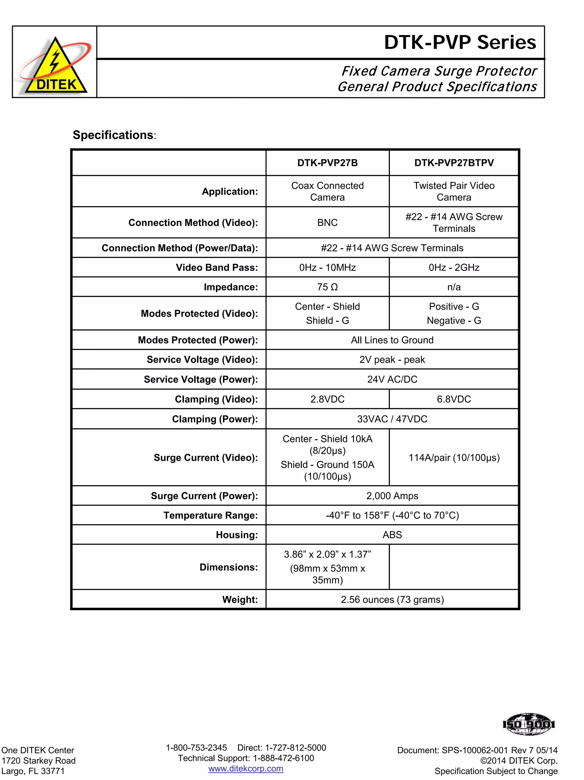 Ditek PVP Data Sheet | PDF