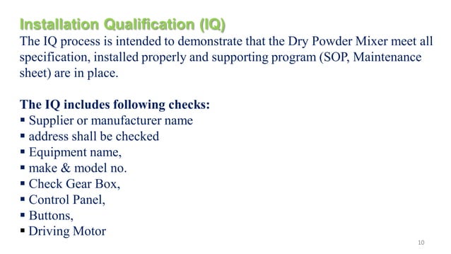 Qualification of Manufacturing Equipments. | PPTX