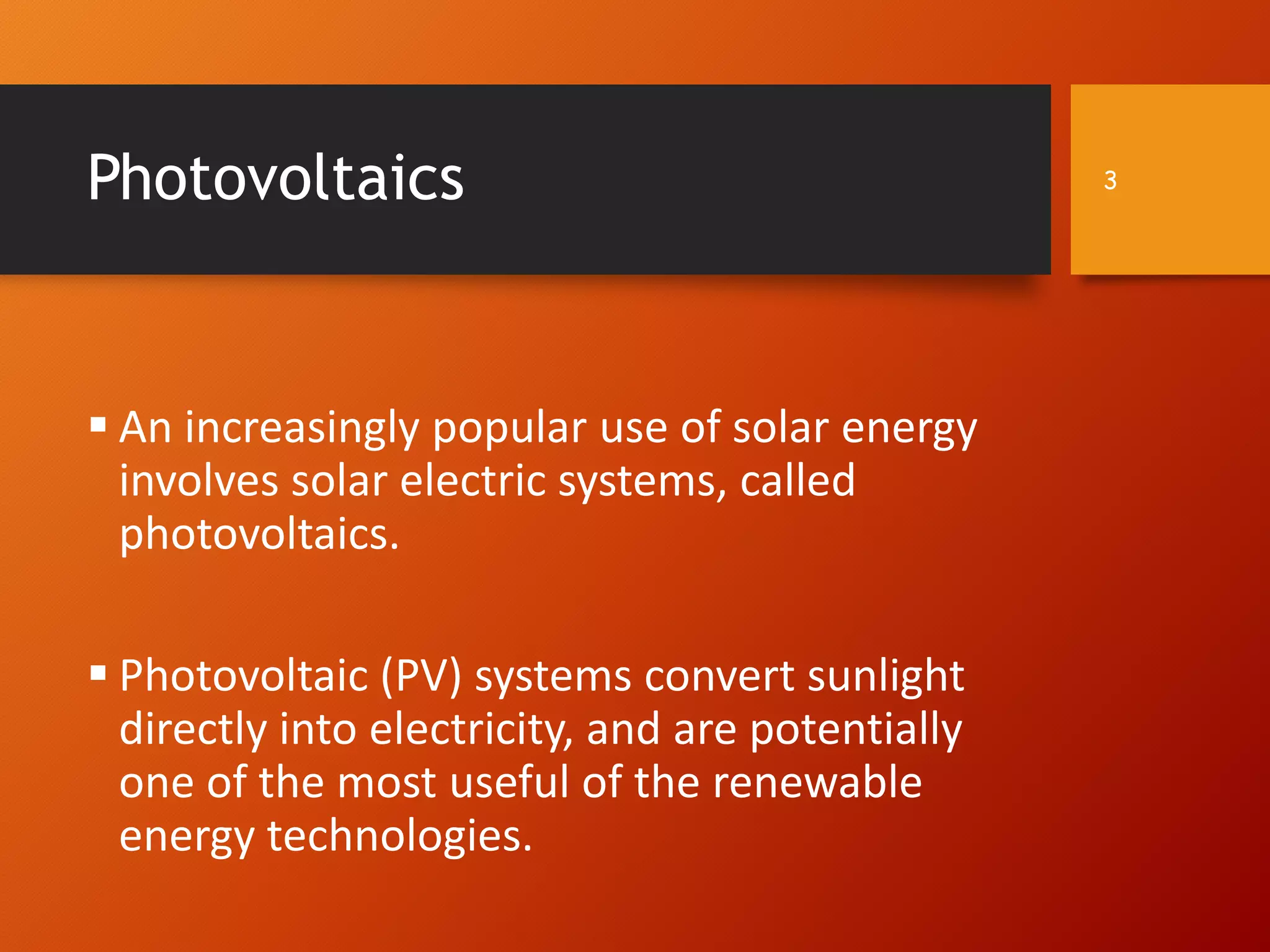 Photo-voltaic cells (Introduction, application, uses) | PPTX