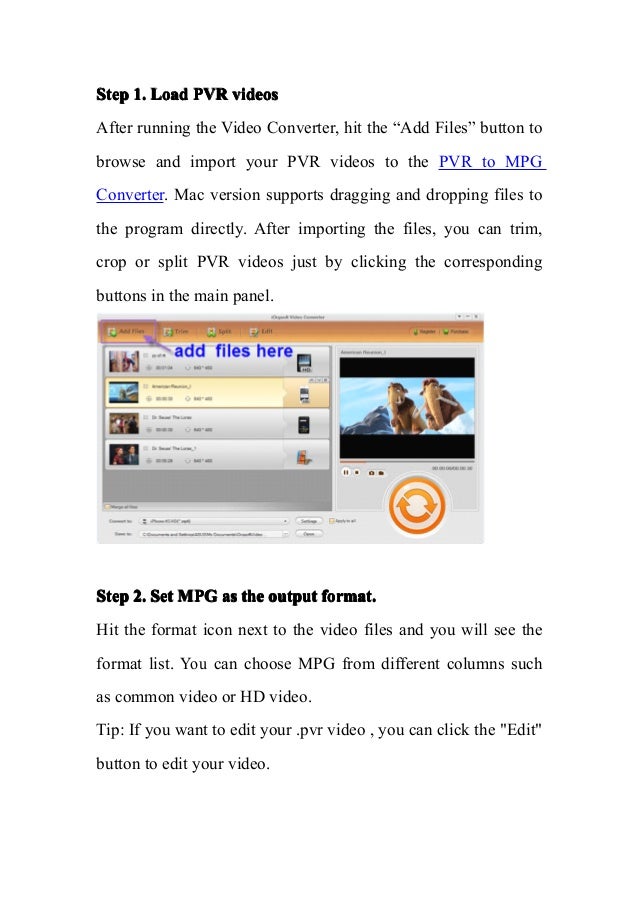 Convert/import Wintal/Humax PVR File to MPG File