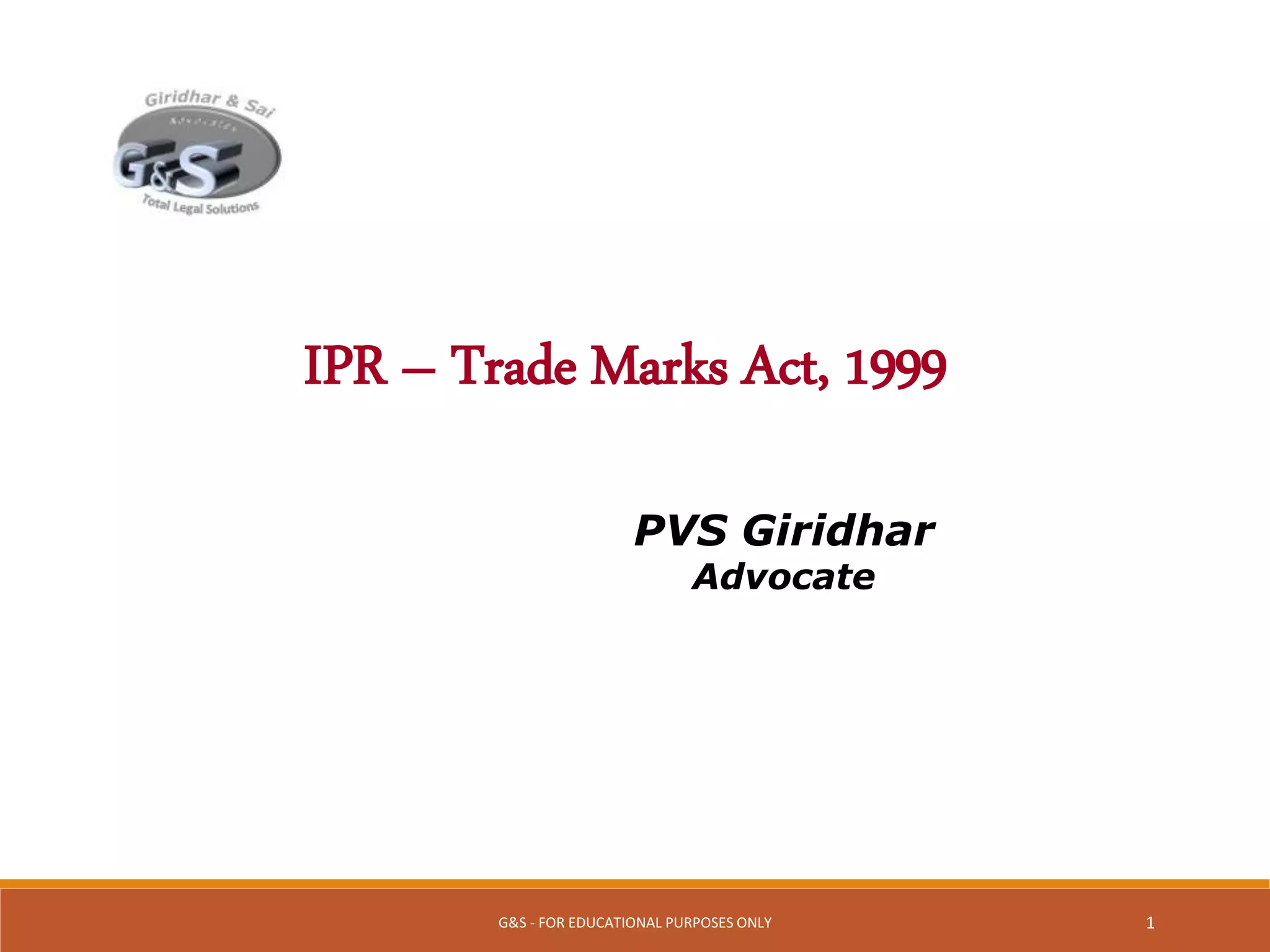 Intellectual Property Rights - Trademark | PPT