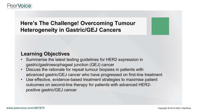 Here’s The Challenge! Overcoming Tumour Heterogeneity in Gastric/GEJ ...