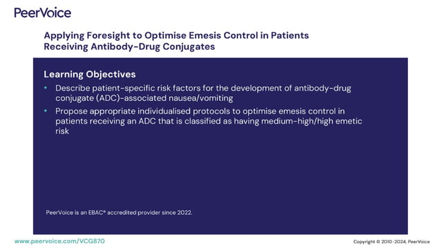 Applying Foresight to Optimise Emesis Control in Patients Receiving ...