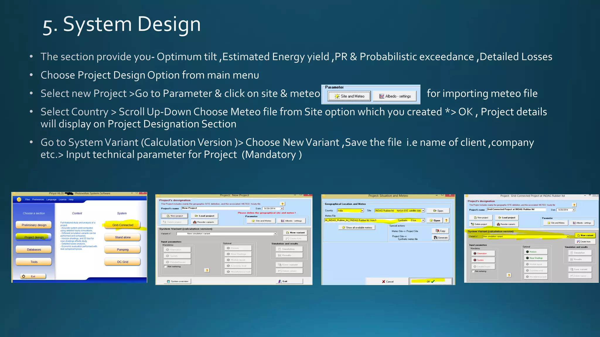 Steps To Simulate Grid Connected Solar Pv Project Through Pvsyst
